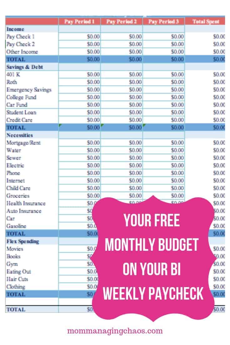 How To Budget BiWeekly Pay Paying Monthly Bills
