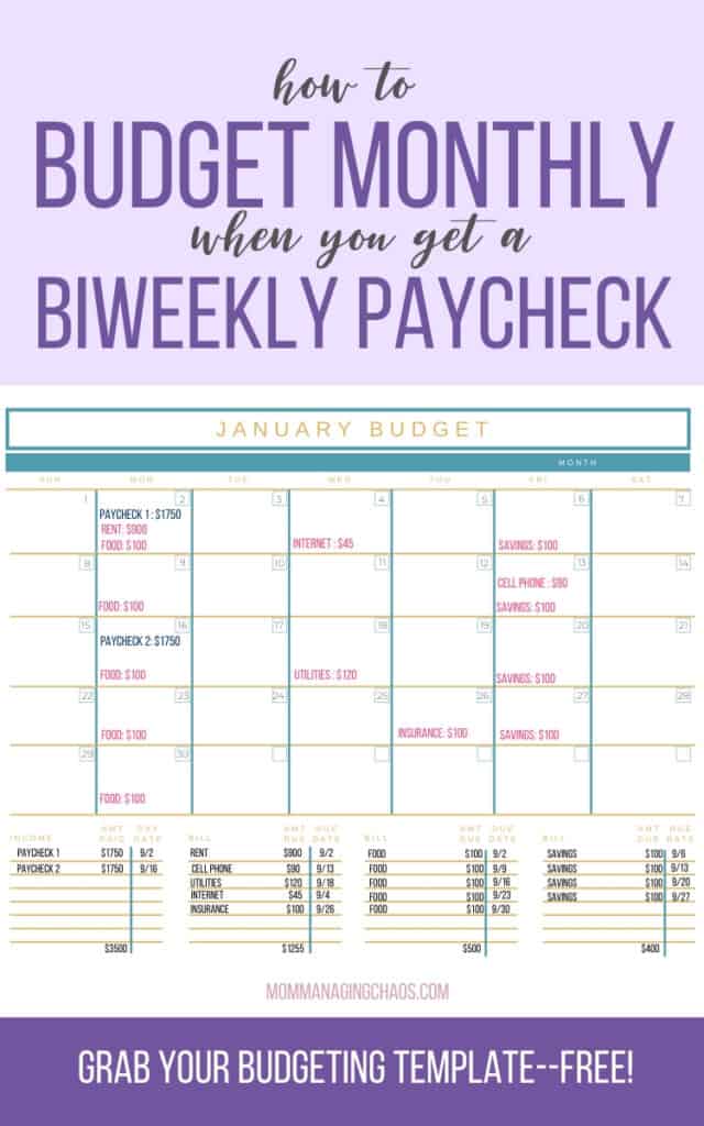 Printable Monthly Budget Based On Biweekly Pay Template Printable 